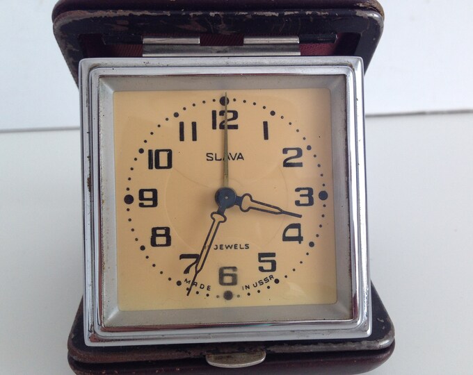 Vintage Soviet Travel Mechanical Alarm Clock Vintage Travelling Clock ...