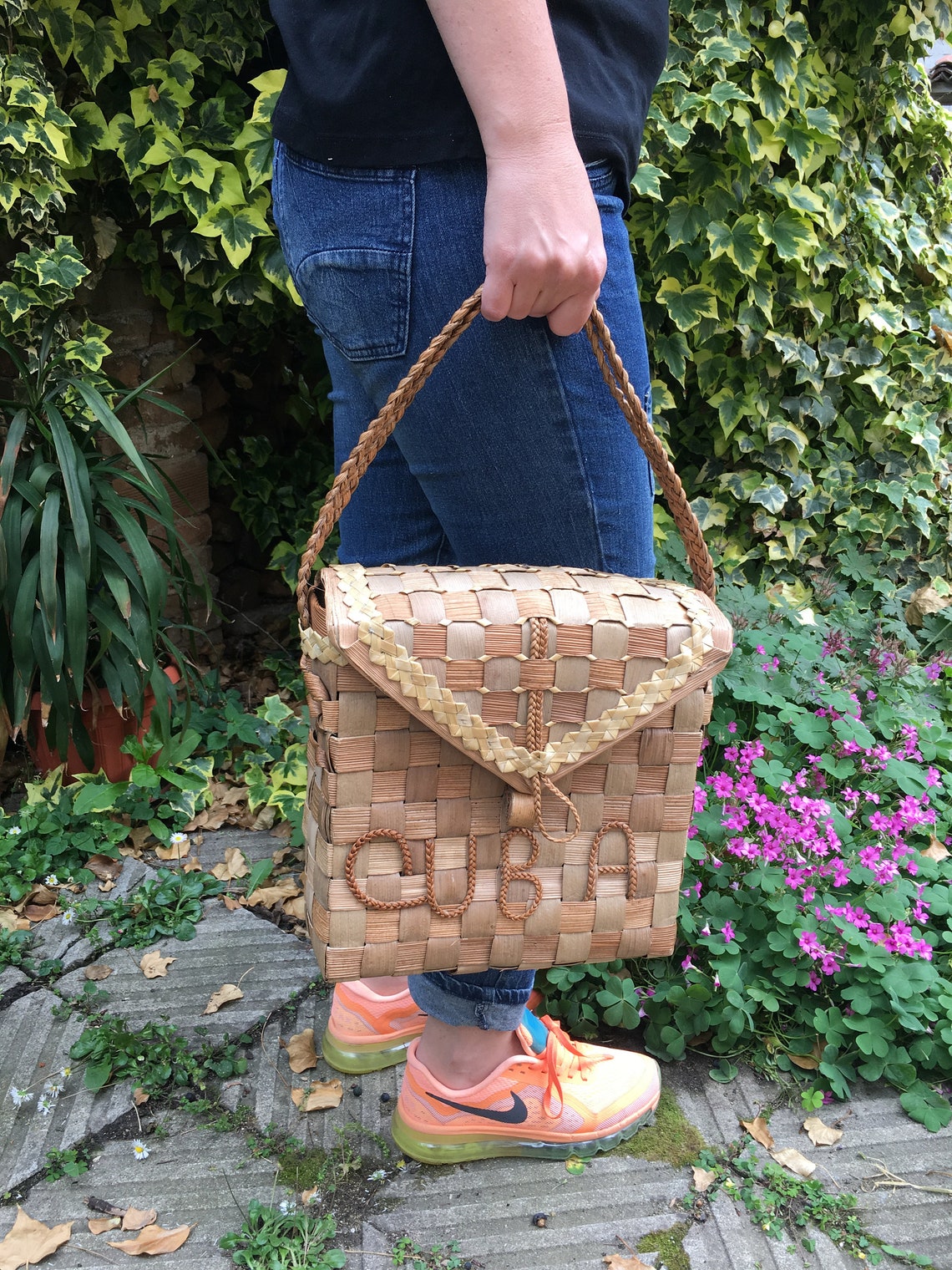 Vintage Straw Bag - Straw Basket - Summer Carrycot Bag - Beach Bag ...