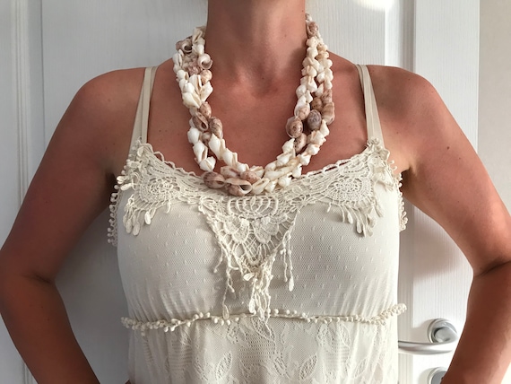 Sea Shell Long Necklace Summer Shell Necklace | Etsy