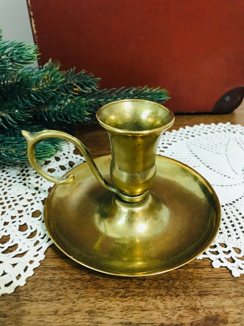 Vintage Brass Candlestick With Handle Vintage Brass - Etsy
