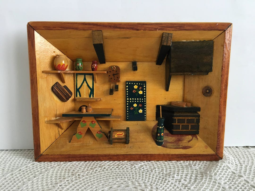 Handmade 3D Wooden Picture - Wooden Picture 3D - 3D House - Vintage 3D ...