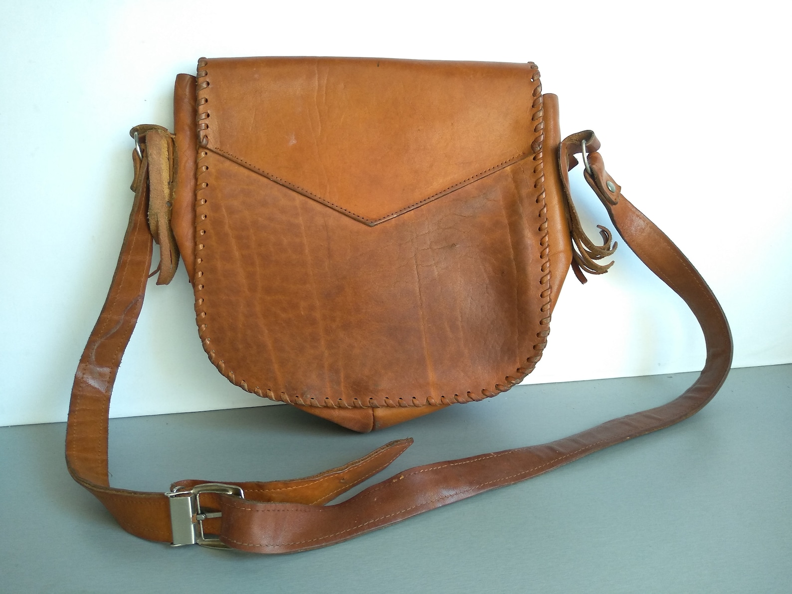 Vintage genuine embossed leather bag Genuine leather | Etsy