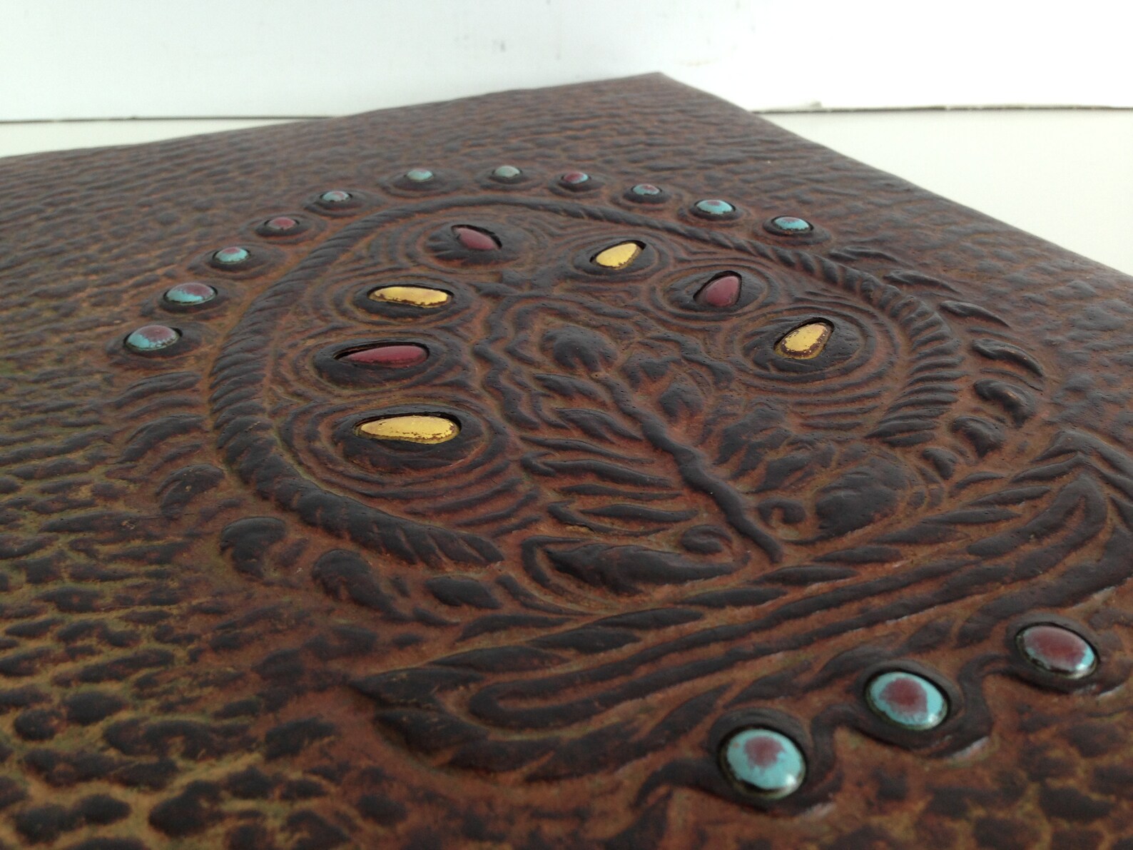 Genuine Embossed Leather Folder - Vintage Leather Book Cover - Large ...