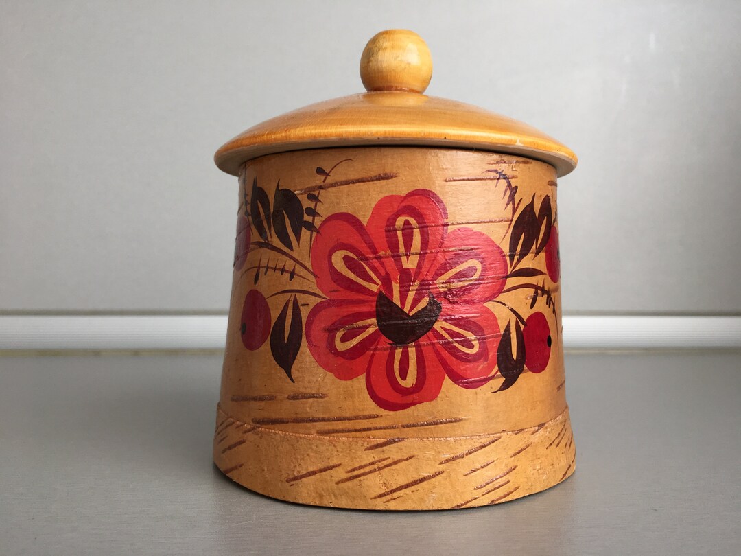 Vintage Hand Painted Birch Box - Vintage Hand Made Birch Box With Lid ...