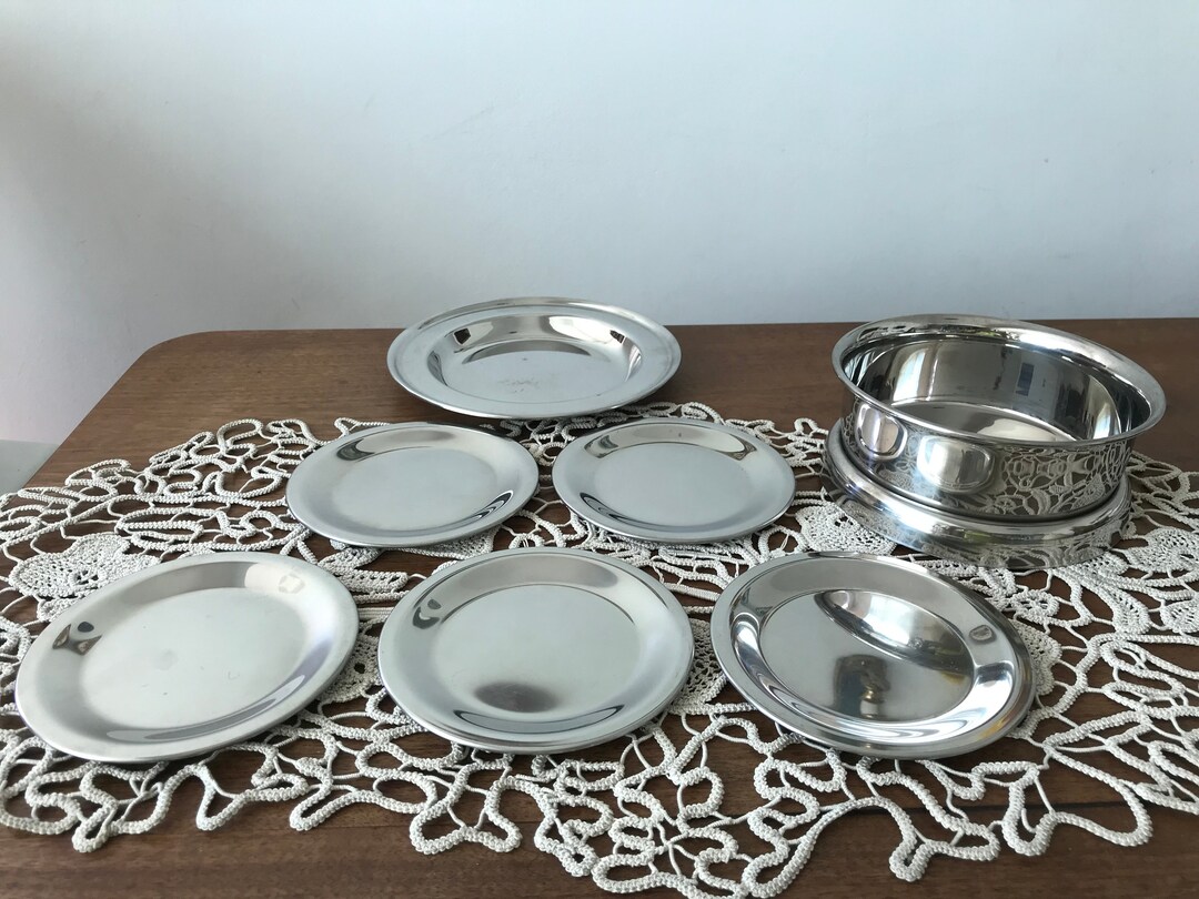 Stainless Steel Coaster Set Stainless Steel Plate - Etsy