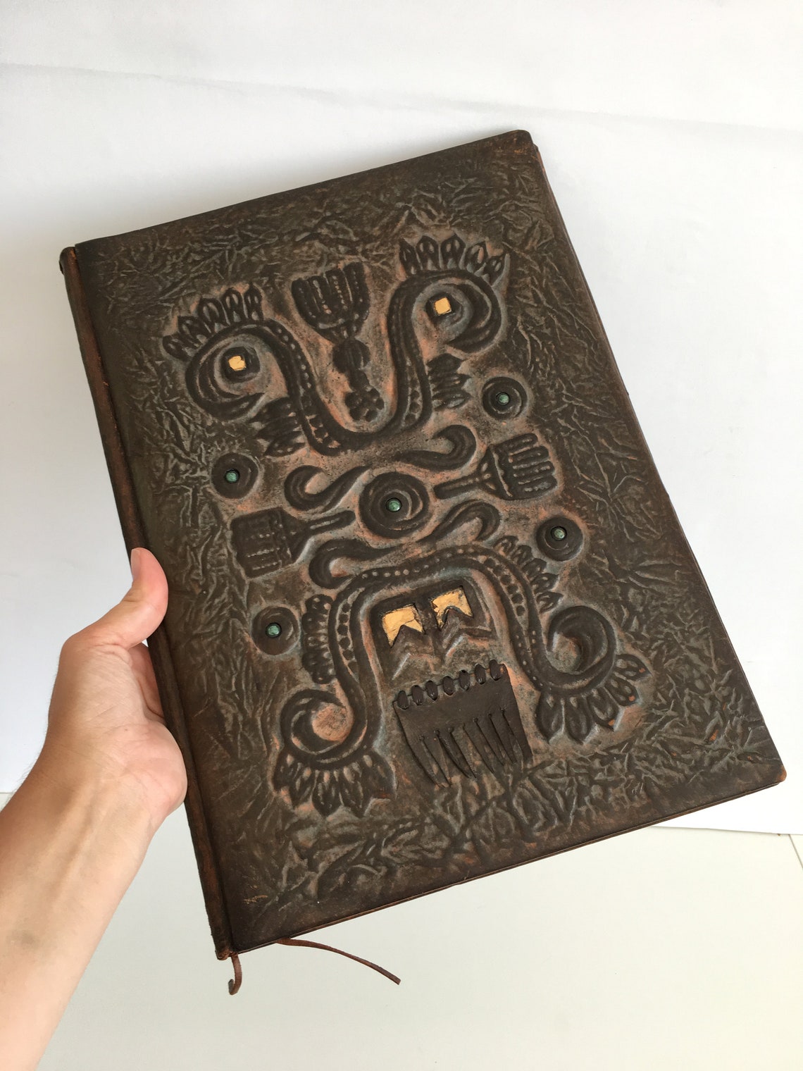 Vintage Genuine Leather Large Folder Embossed Leather Book - Etsy