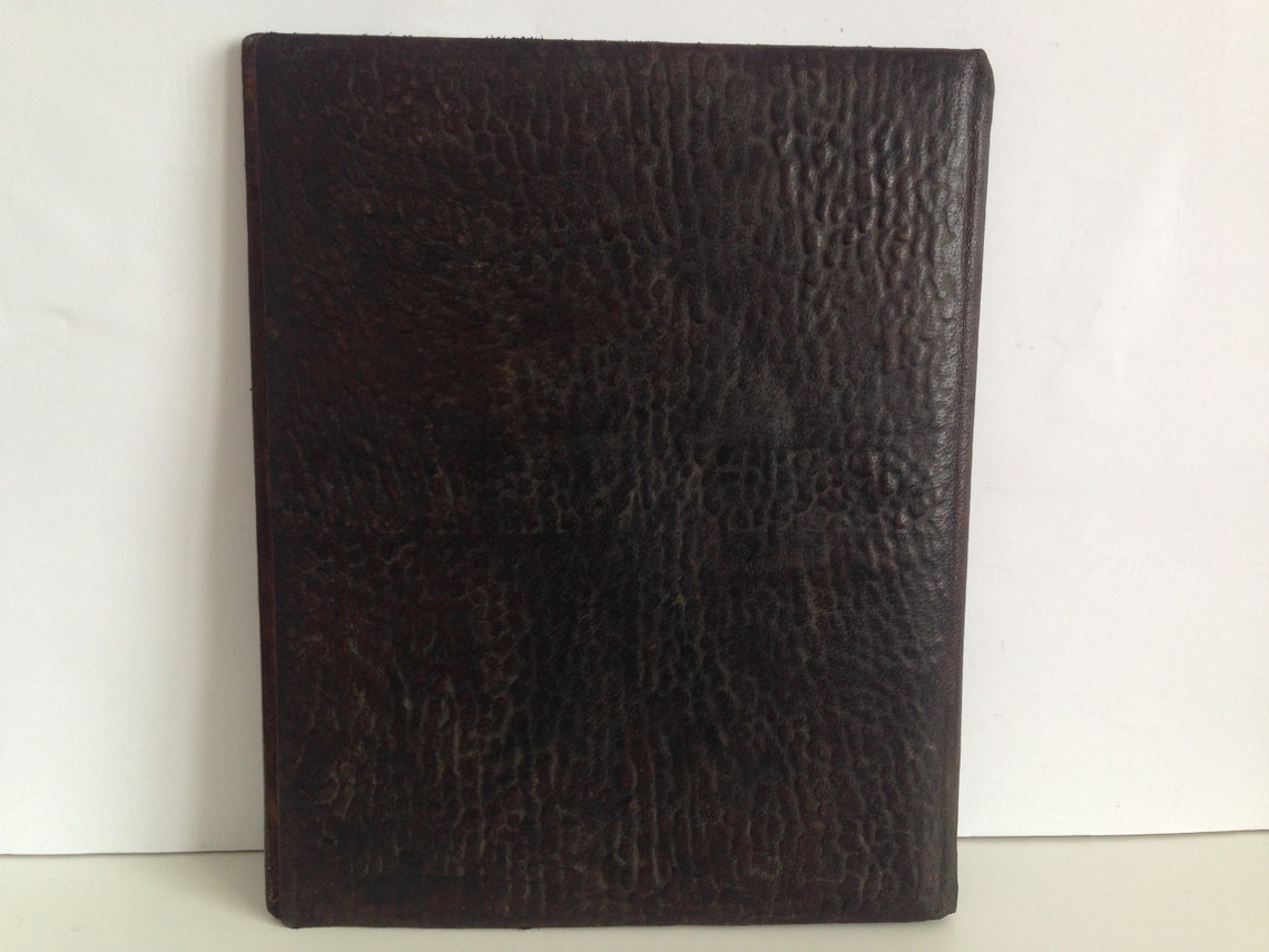 Genuine Embossed Leather Folder - Vintage Leather Book Cover - Large ...