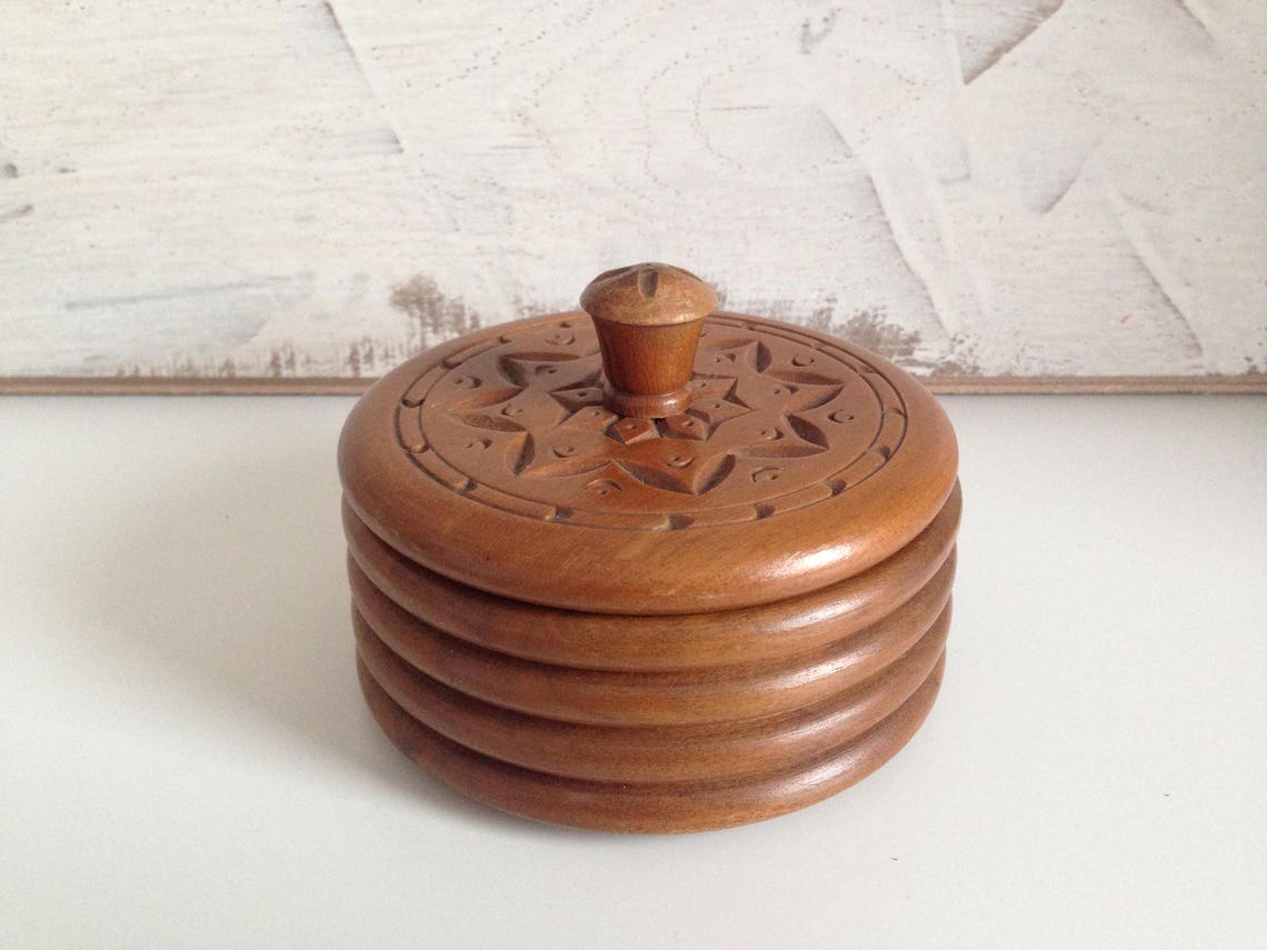 Round Wooden Box Vintage Handmade Round Wooden Box Wooden - Etsy