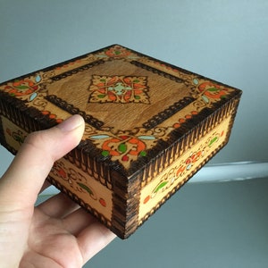 Vintage Pyrography Box - Vintage Wooden Box - Vintage Handmade Wooden ...