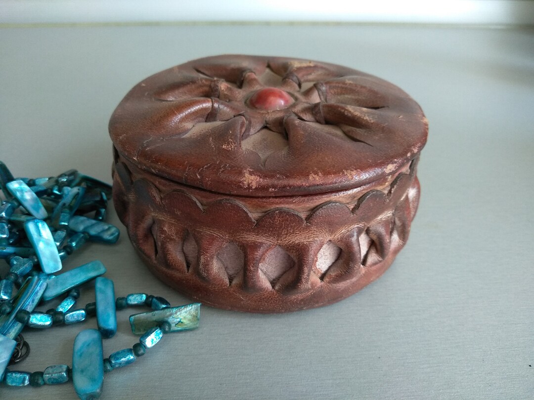 Vintage Genuine Leather Box - Vintage Leather Box - Leather Box ...