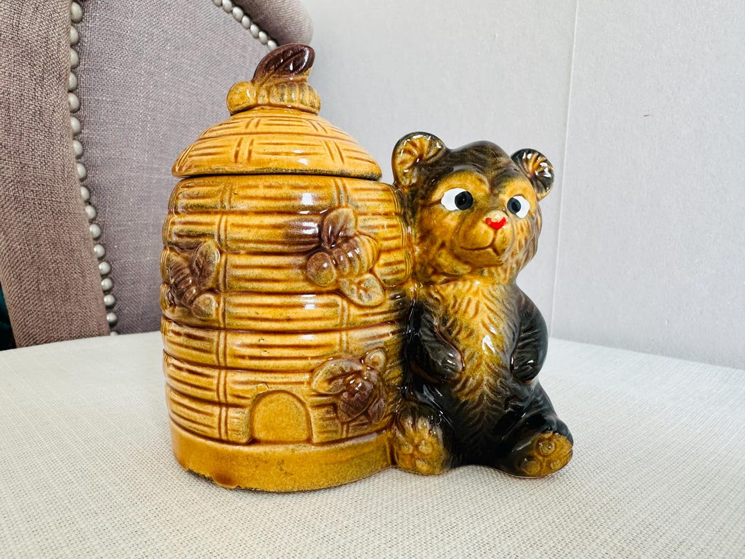 Vintage Honey Jar With Bear - Vintage Ceramic Honey Pot - Dipper Honey ...