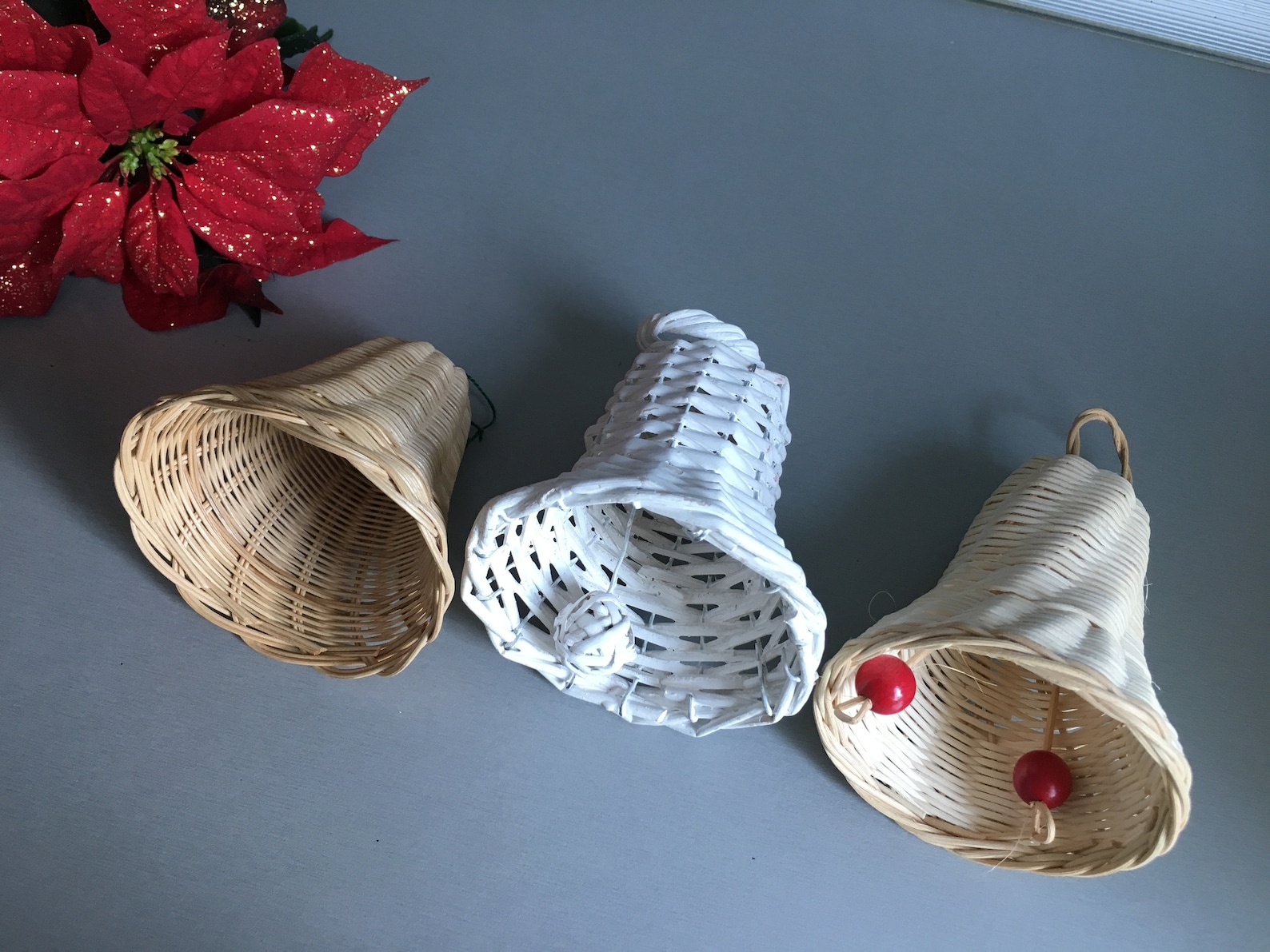 Set of 3 Woven Wicker Bells Decorative Bell Christmas | Etsy
