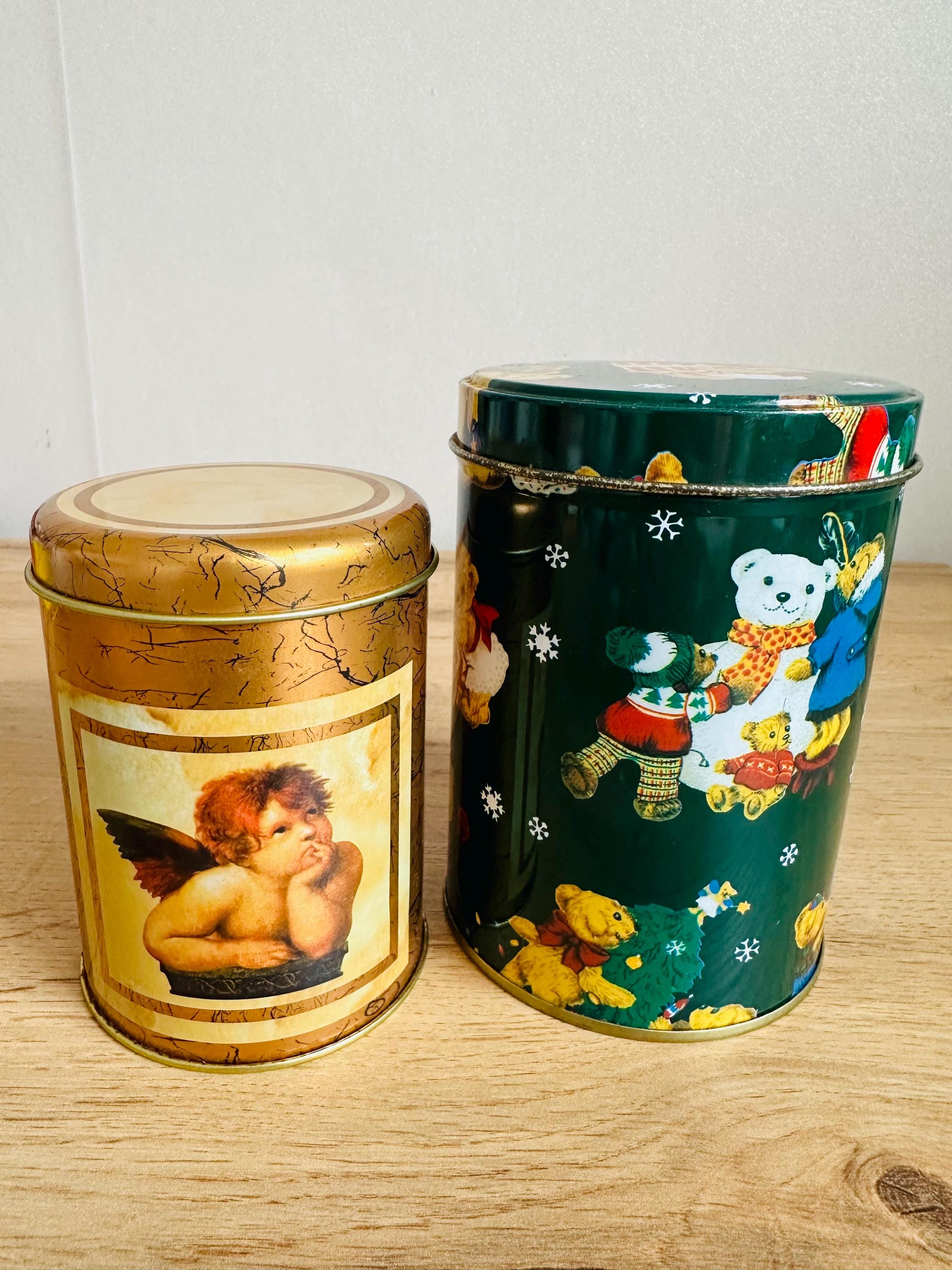 Vintage Set of 2 Tin Box - Christmas Tin Box - Retro Tin Box - Angel ...