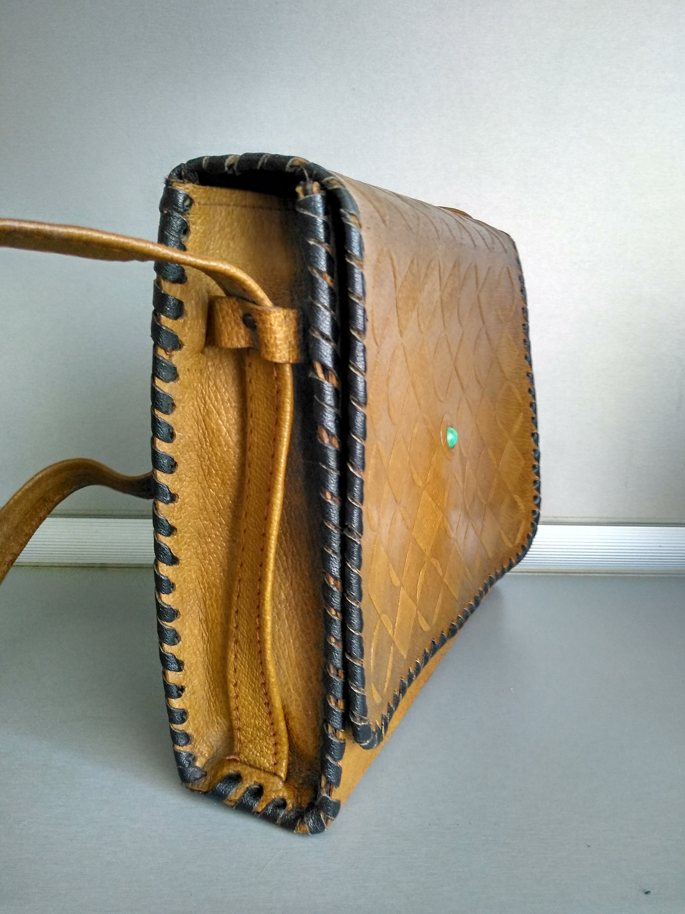 Vintage Genuine Leather Bag - Retro Leather Bag - Old Leather Bag From ...