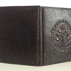 Genuine Embossed Leather Folder - Vintage Leather Book Cover - Large ...