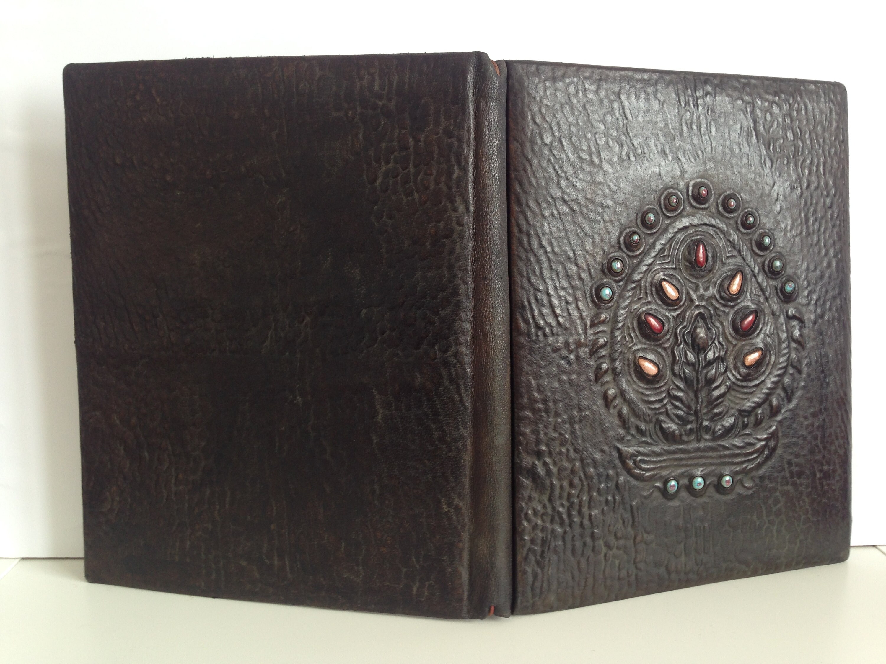 Genuine Embossed Leather Folder - Vintage Leather Book Cover - Large ...