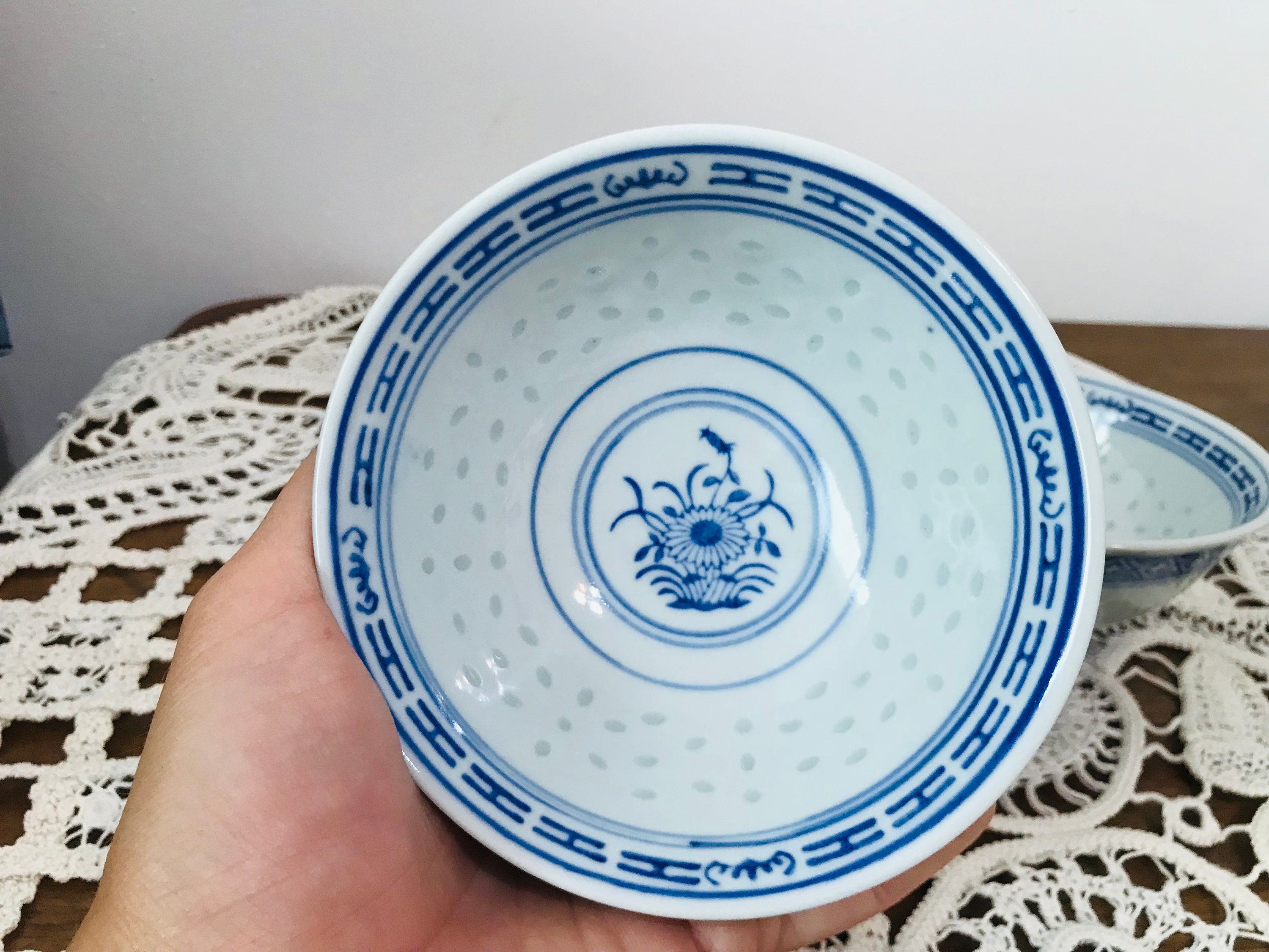 Vintage Set of 2 Chinese Rice Grain Porcelain Bowl Rice | Etsy
