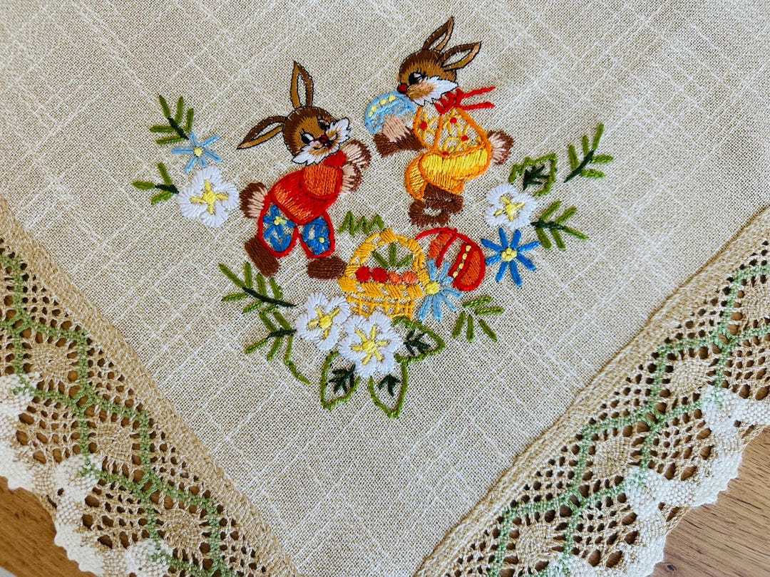 Handmade Embroidery Easter Tablecloths Hand Embroidered Tablecloth With ...