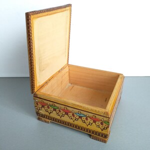 Pyrography Small Box - Vintage Wooden Box - Vintage Handmade Wooden Box ...