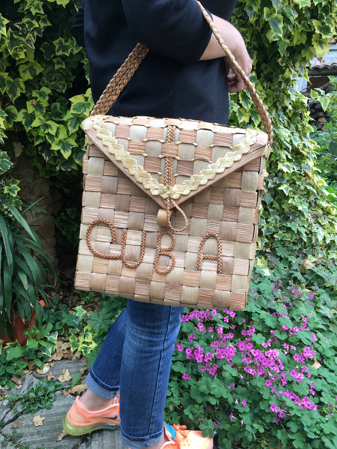 Vintage Straw Bag - Straw Basket - Summer Carrycot Bag - Beach Bag ...