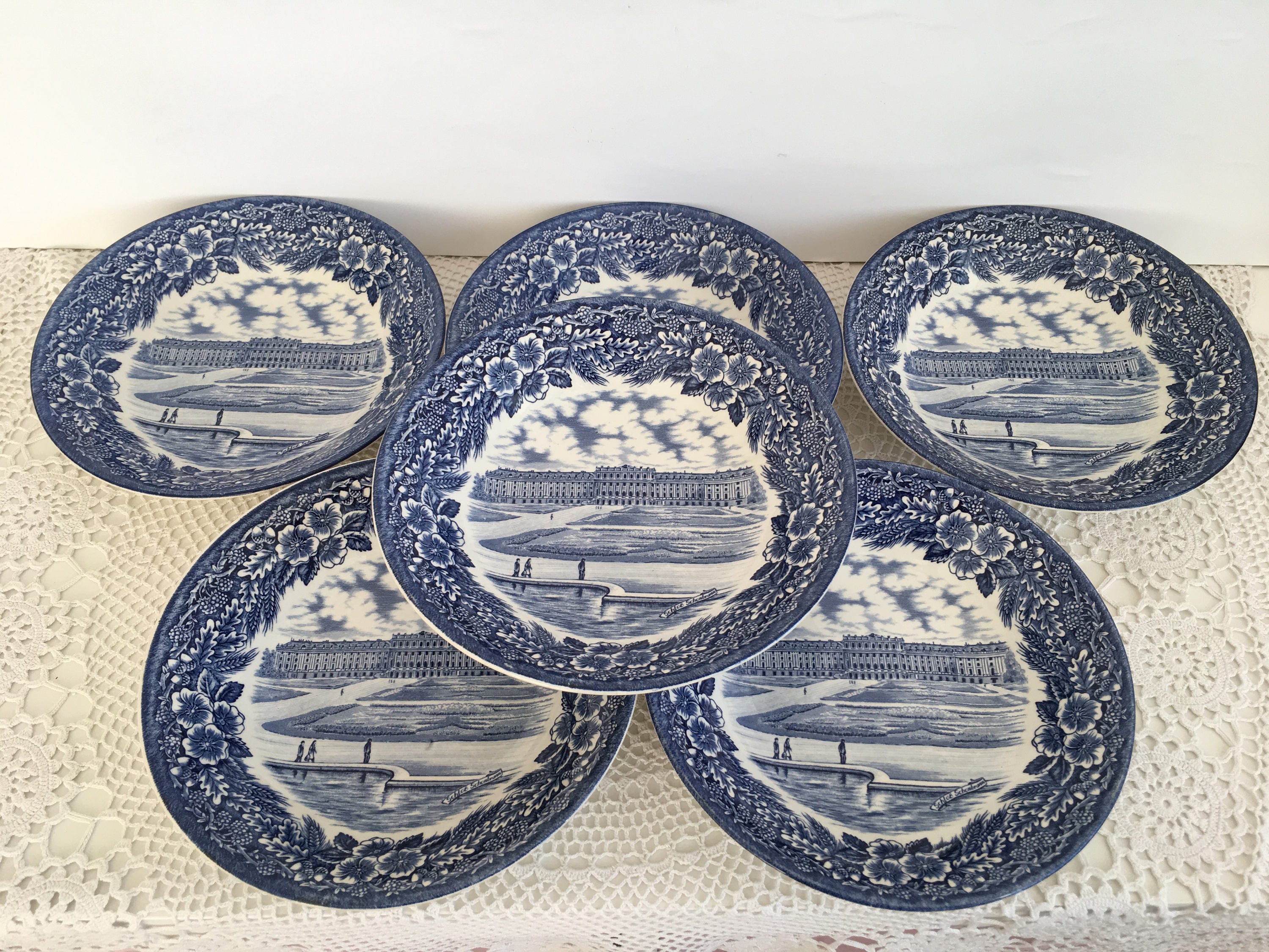 Broadhurst Staffordshire Ironstone - Set of 6 Plate Blue and White ...