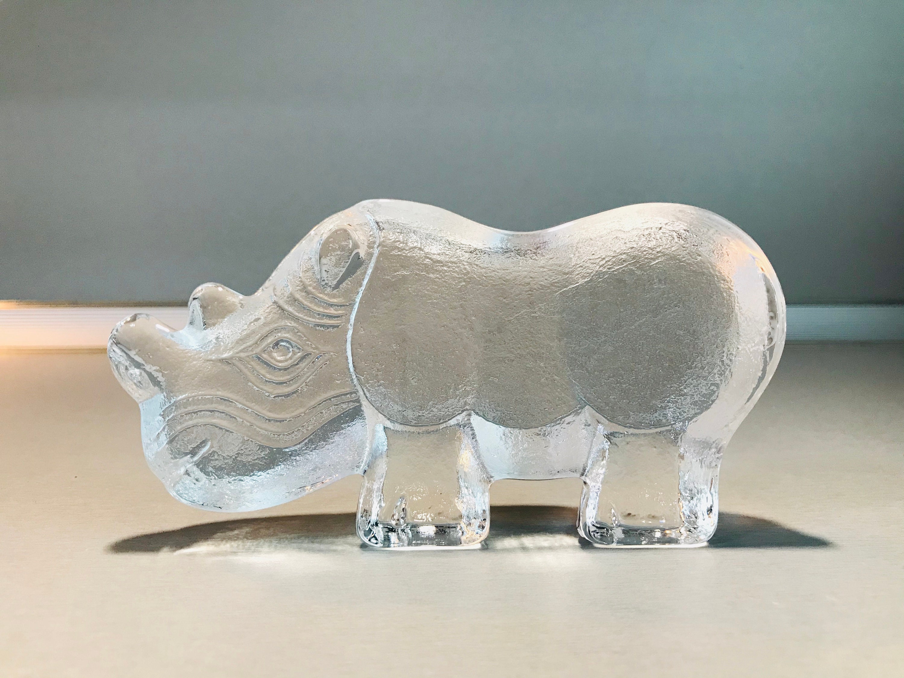 Vintage Royal Krona Glass Rhino - Swedish Glass Rhino - Etsy