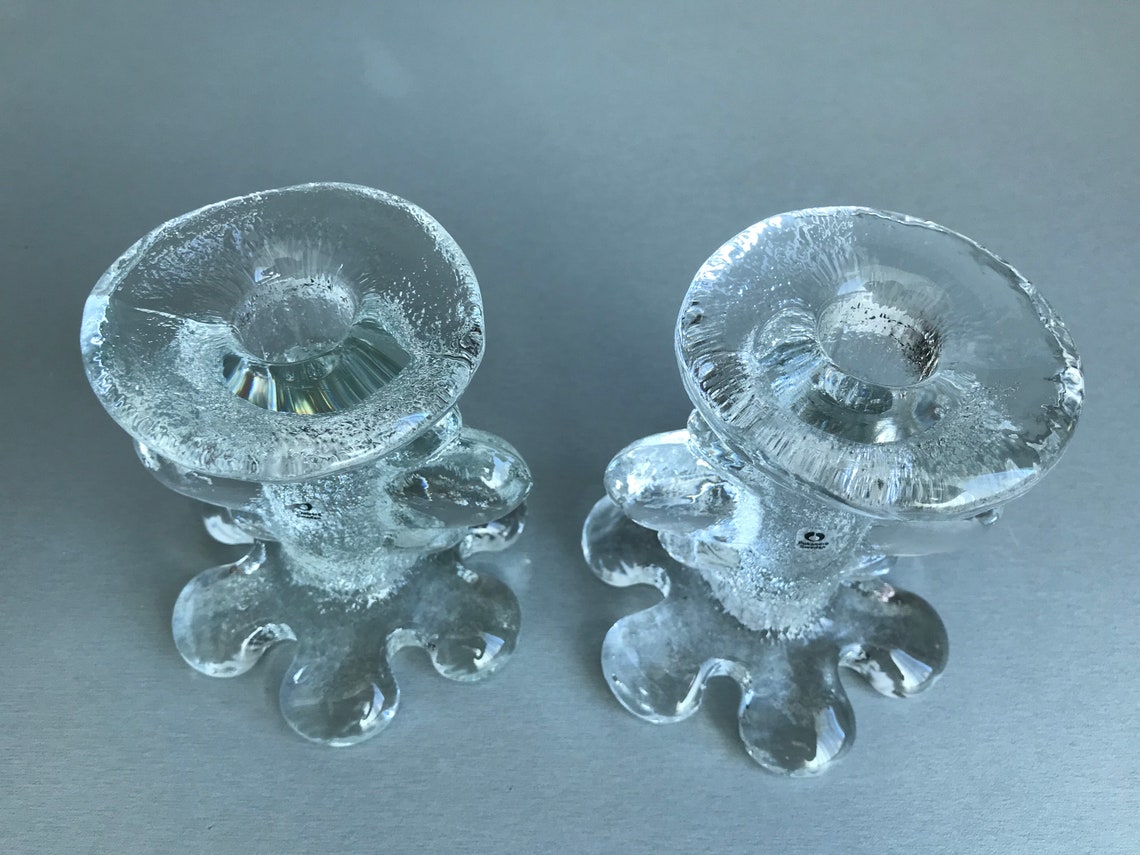 Vintage Set of 2 Pukeberg Sweden Glass Candle Holder | Etsy