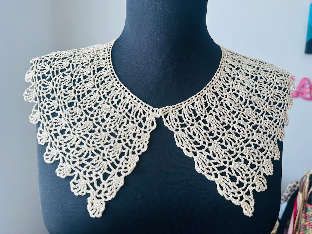 Vintage Handmade Crochet Collar - Vintage Hand Crocheted Lace Collar - Etsy