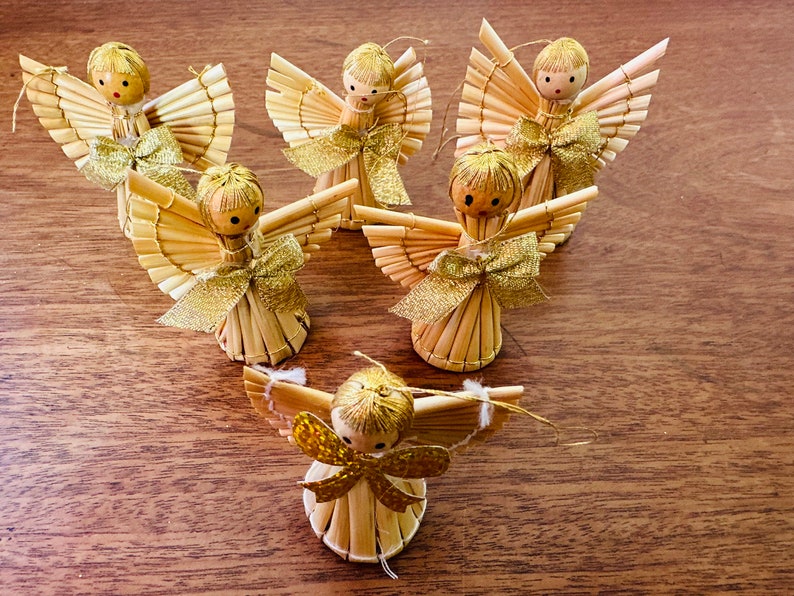 Set of 6 Straw Angel Ornament - Handmade Straw Angels - (11) - Etsy