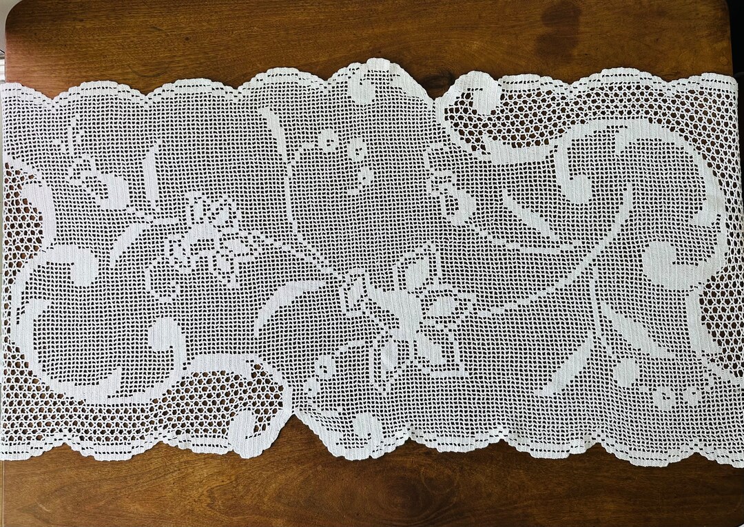 Vintage Handmade Crochet Table Runner - Crocheted Table Runner - Etsy