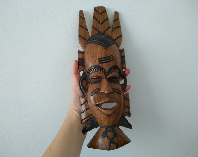 Vintage African Mask Vintage African Wood Carving Face Primitive Art ...