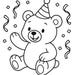 Birthday Bear Coloring Page – Printable PDF for Toddlers, Bear With ...