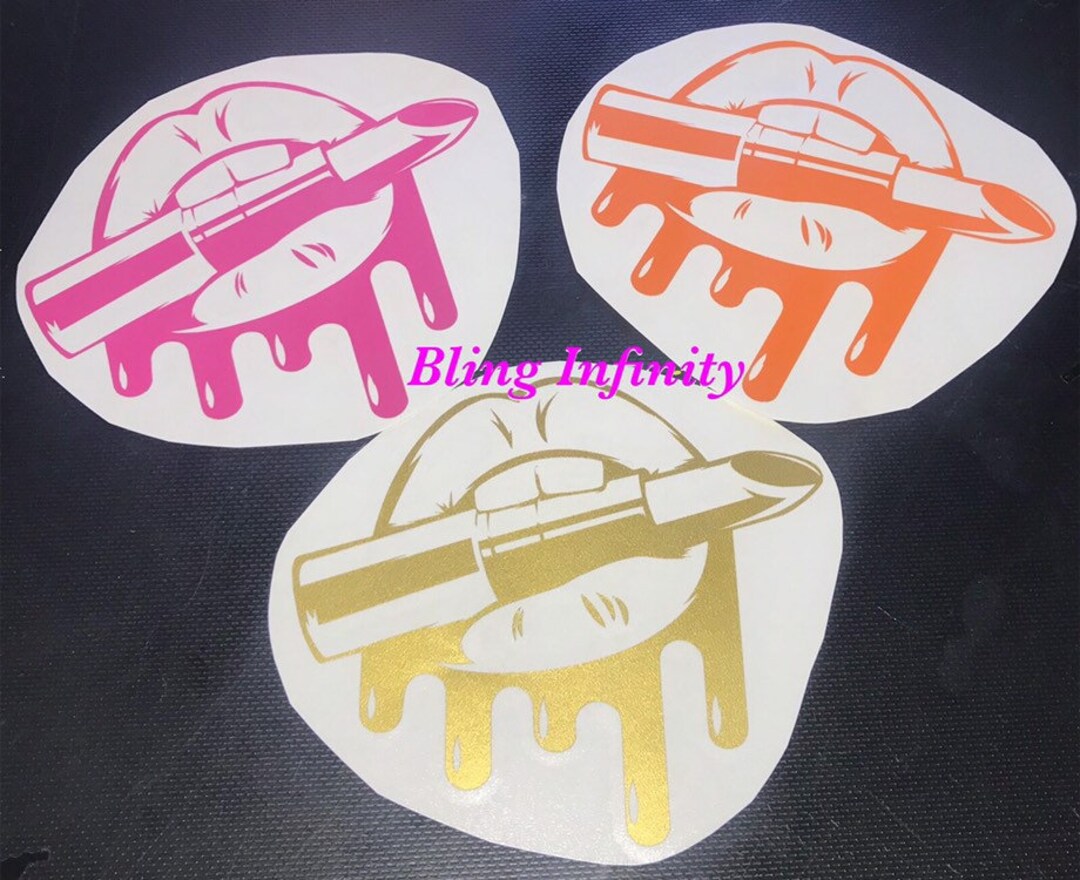 DRIPPING LIPS With LIPSTICK Vinyl Decal - Mug Decal Glass Decal Car ...