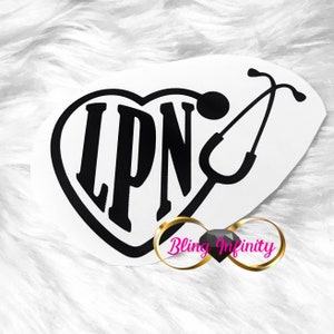 LPN Stethescope Heart Vinyl Decal Cna Decal, Medical Decal, Nurse Decal ...
