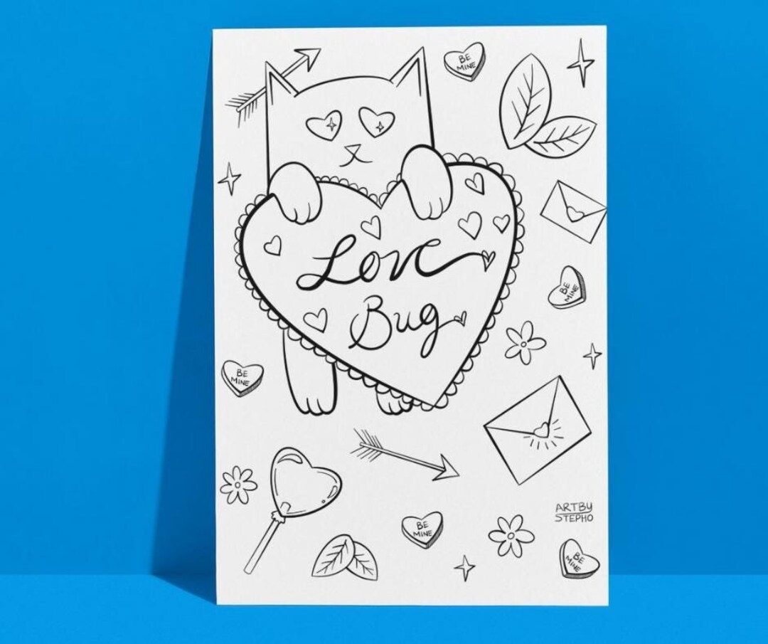 Valentines Day Coloring Page || Instant Download || Ready to Print - Etsy