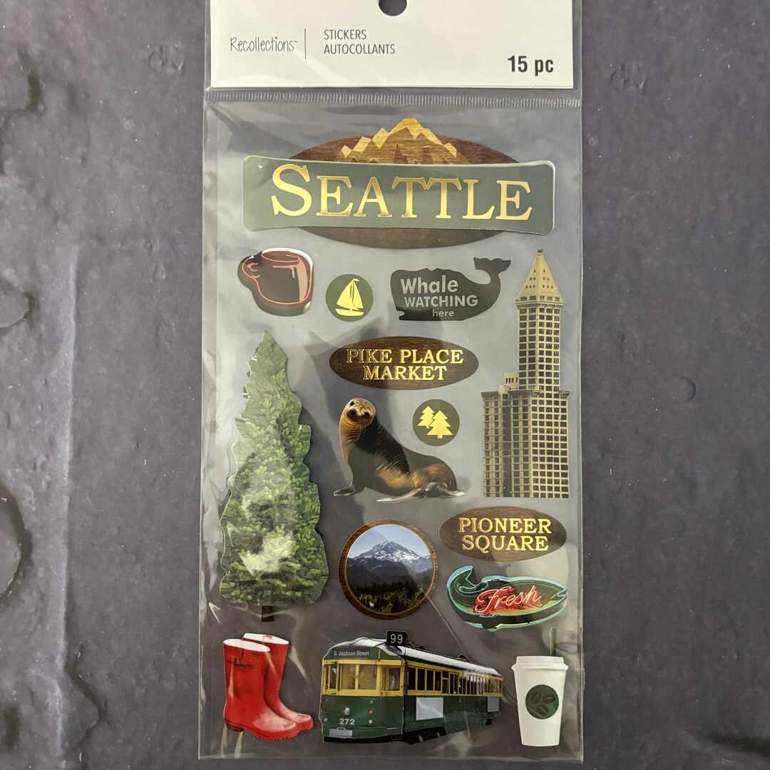 SEATTLE Sticker | Pikes Place Fish Market Starbucks Coffee | Trolley ...