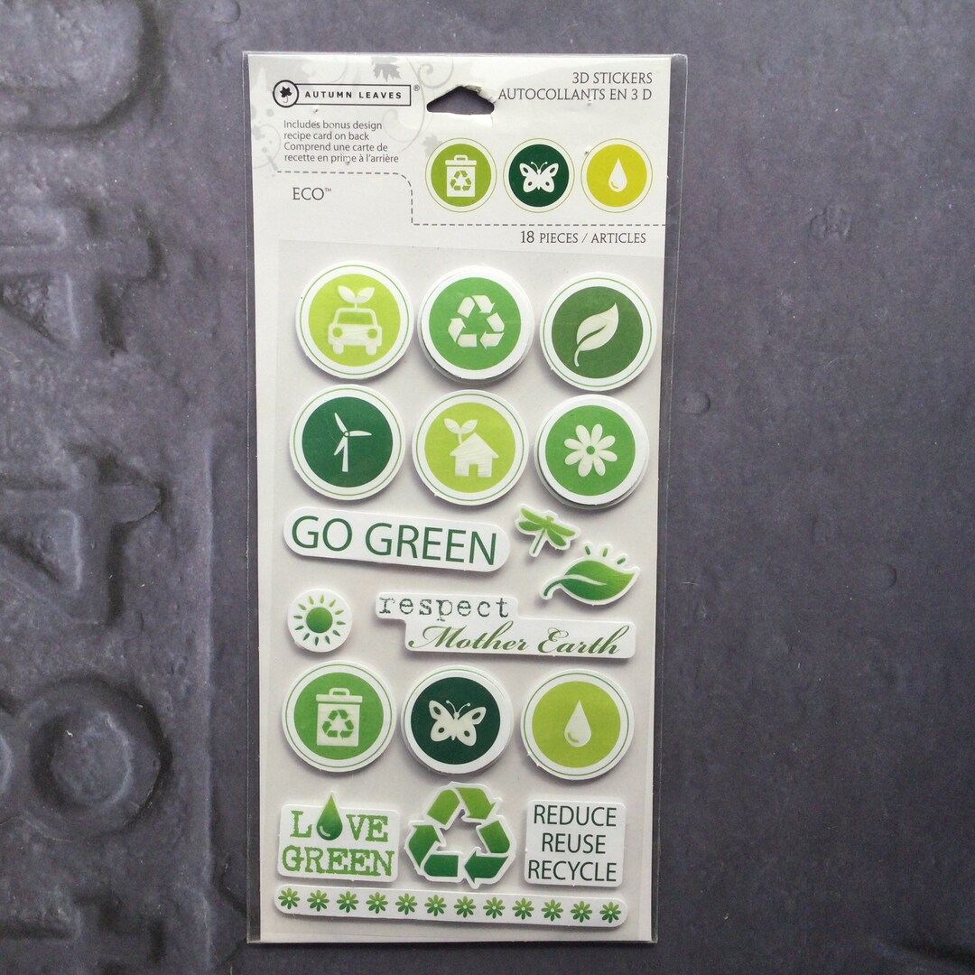 ECO Go Green Recycle Sticker Recycling Embellishments 3D Sticker Go ...