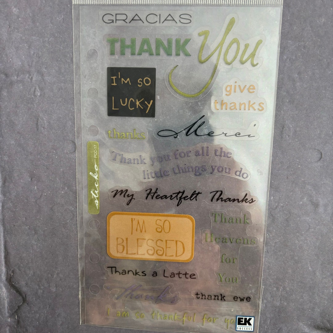 THANK You Phrase Stickers Give Thanks Gracias Merci Heartfelt Thanks ...