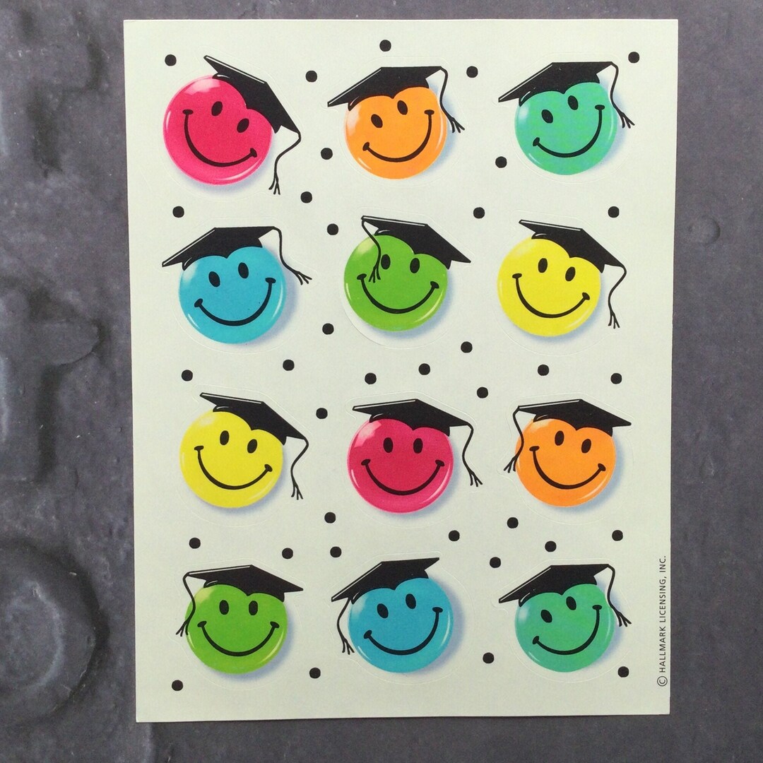 SMILEY Face Sticker | Graduation Sticker | Happy Face Stickers ...
