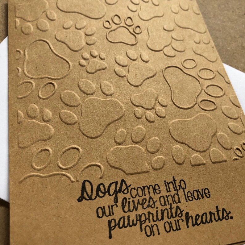 Kraft Paw Print Note Cards Dog Greeting Card Paw Print | Etsy