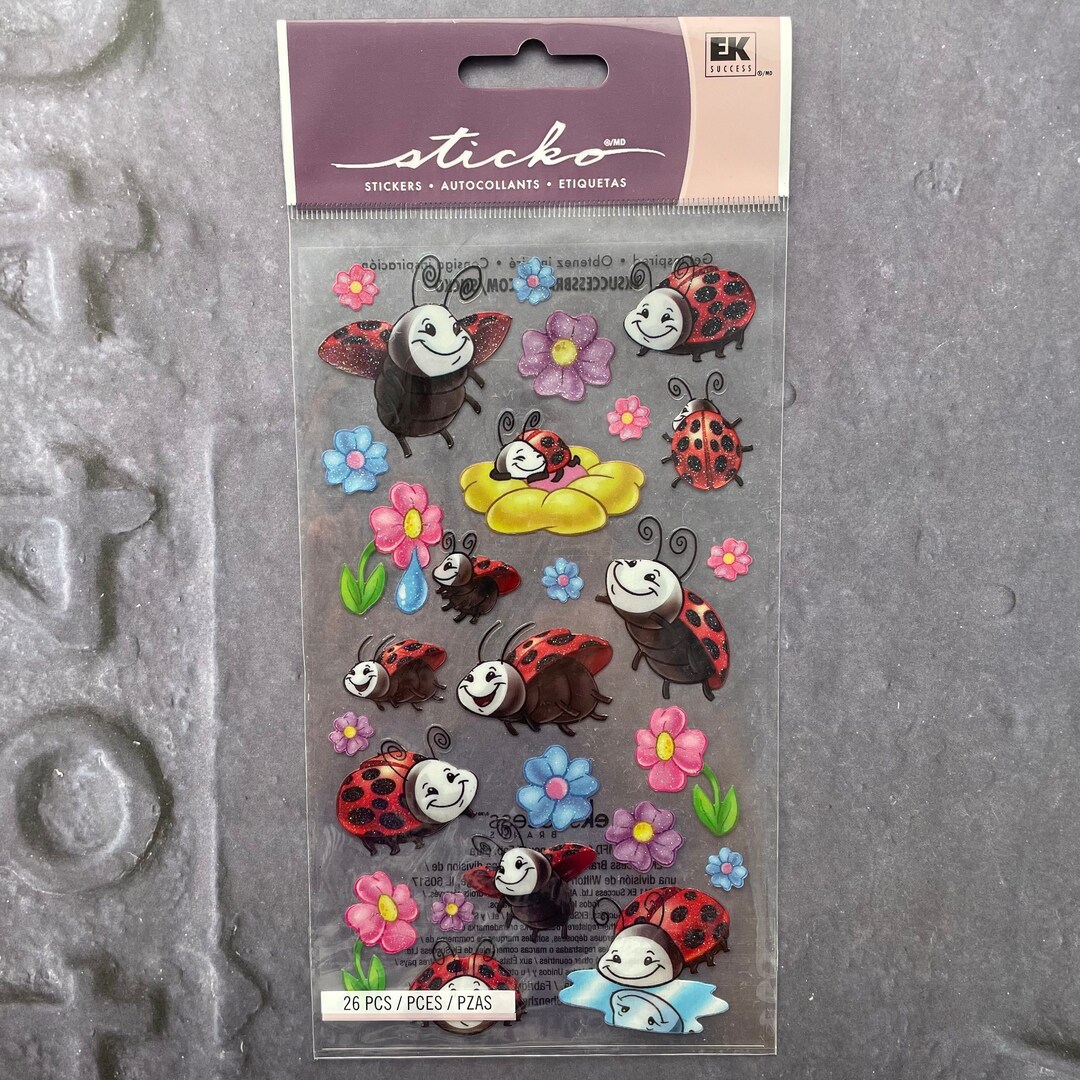 LADYBUG Glitter Sticker | Summer Picnic Family Flower | Cartoon Lady ...