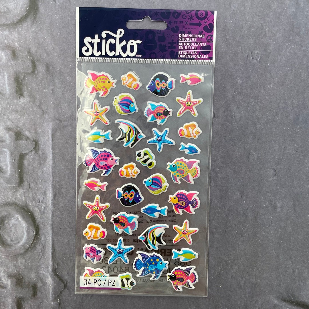 PUFFY Ocean Fish Sticker | Tropical Octopus Crab Seaweed Lobster ...