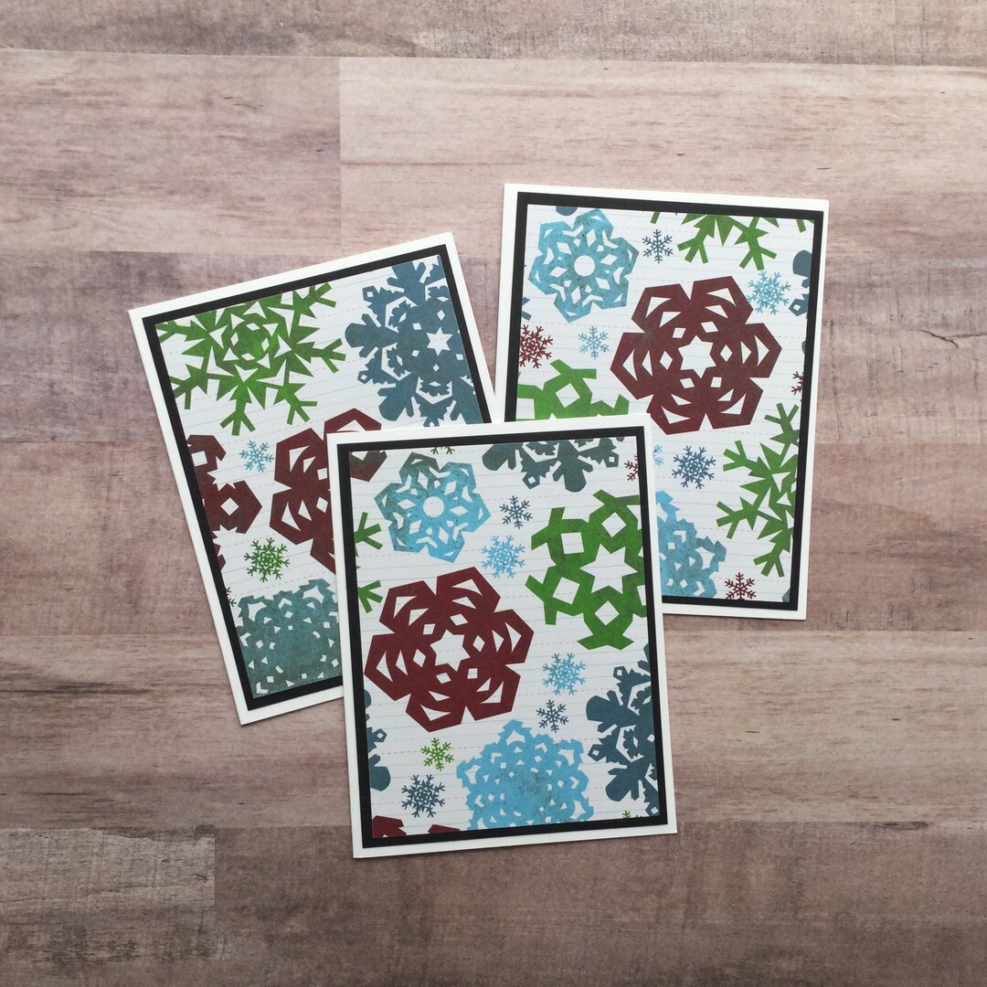 COLORFUL Snowflake Cards | Winter Greeting Cards | Blank Note Card ...
