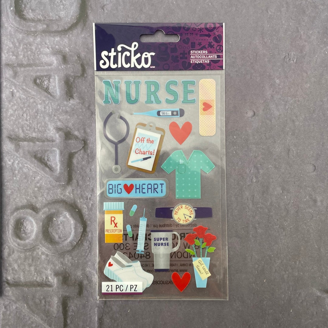 NURSE Sticker | Stethoscope Band Aid Rx Needle Sticker | Scrubs RN LPN ...