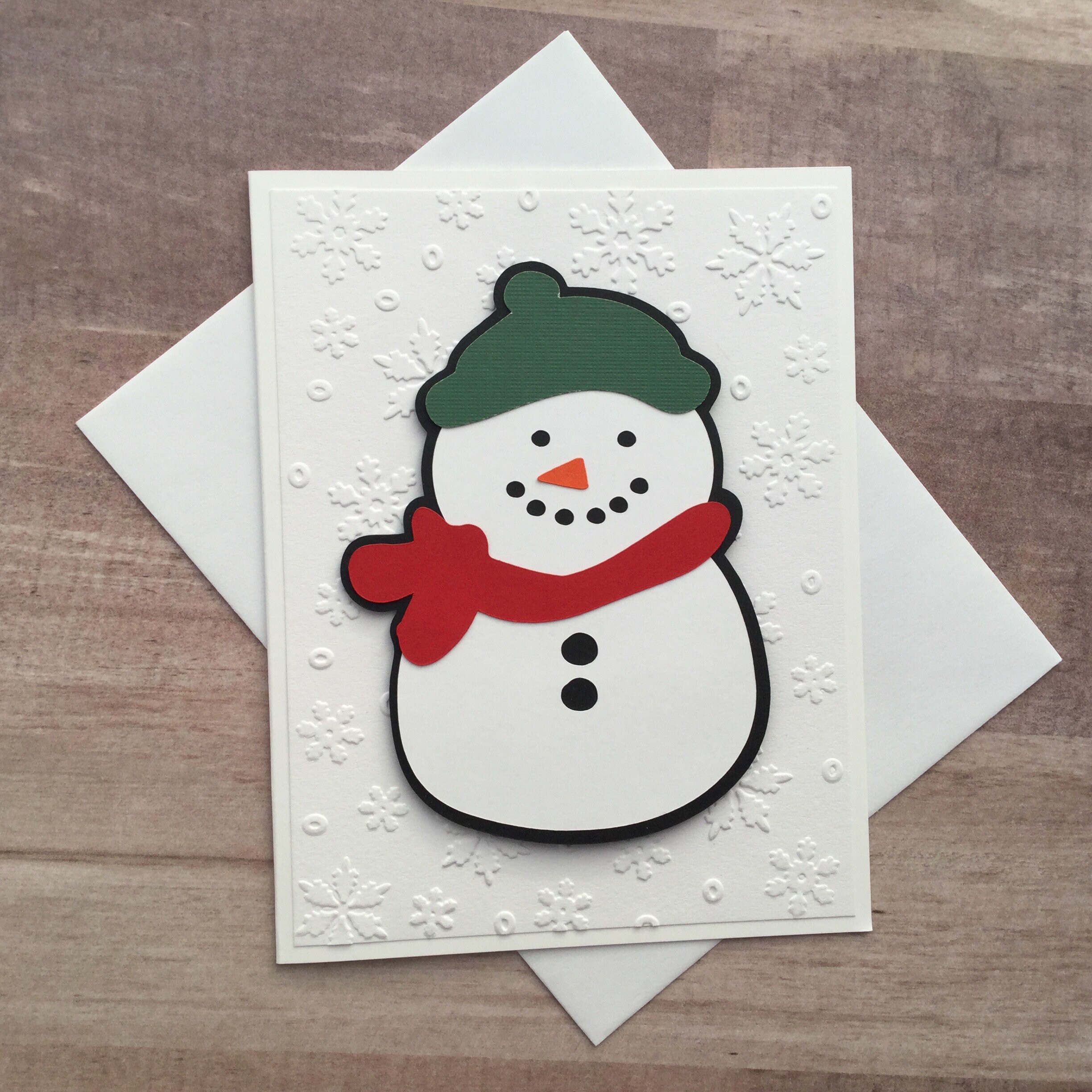Snowman Winter Cards Snowman Card Set Embossed Christmas | Etsy