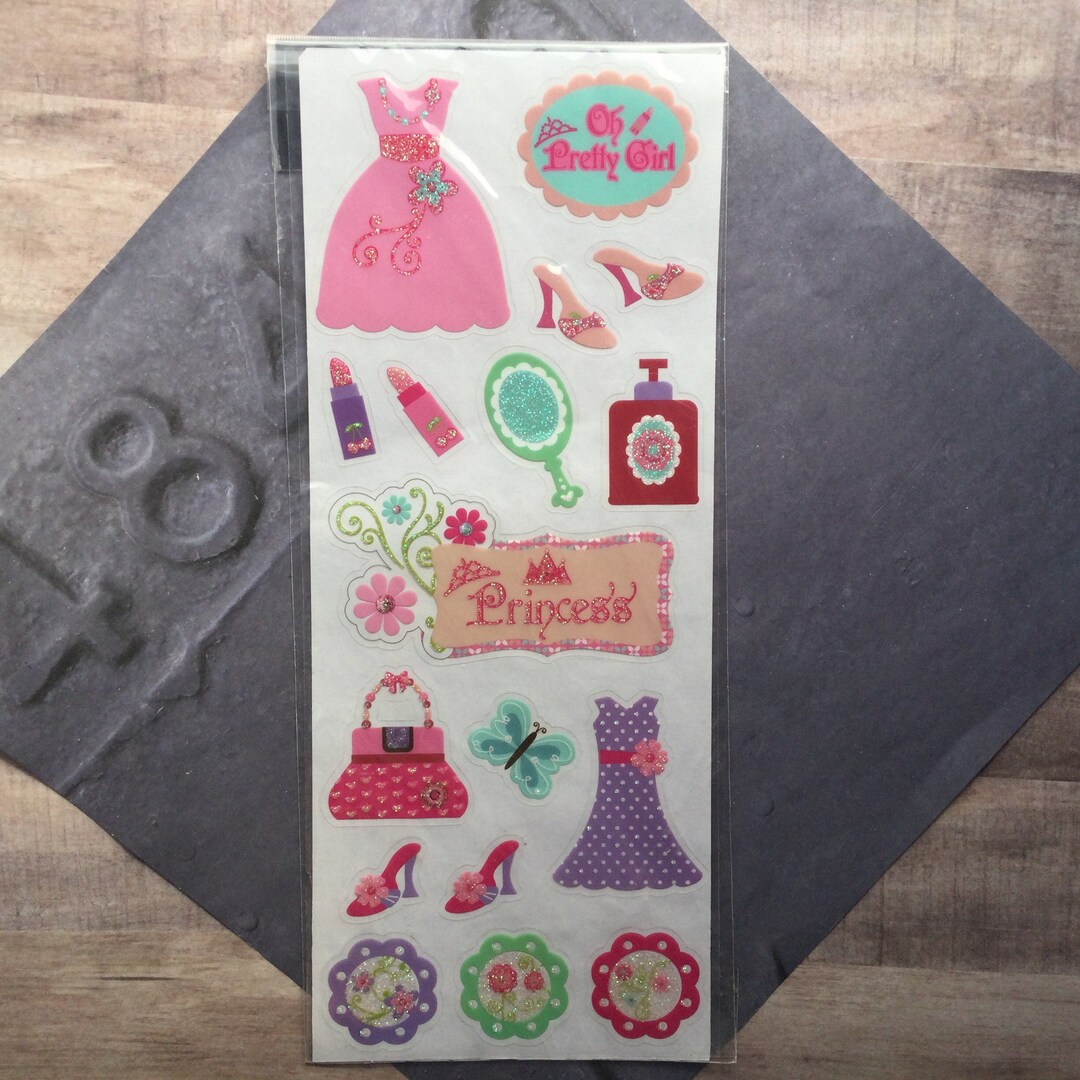 GLITTER Girl Sticker Dress High Heels Sticker Purse Mirror - Etsy