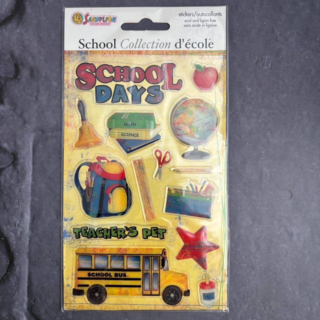 3D School Days Embellishment | School Bus Backpack Sticker | School ...