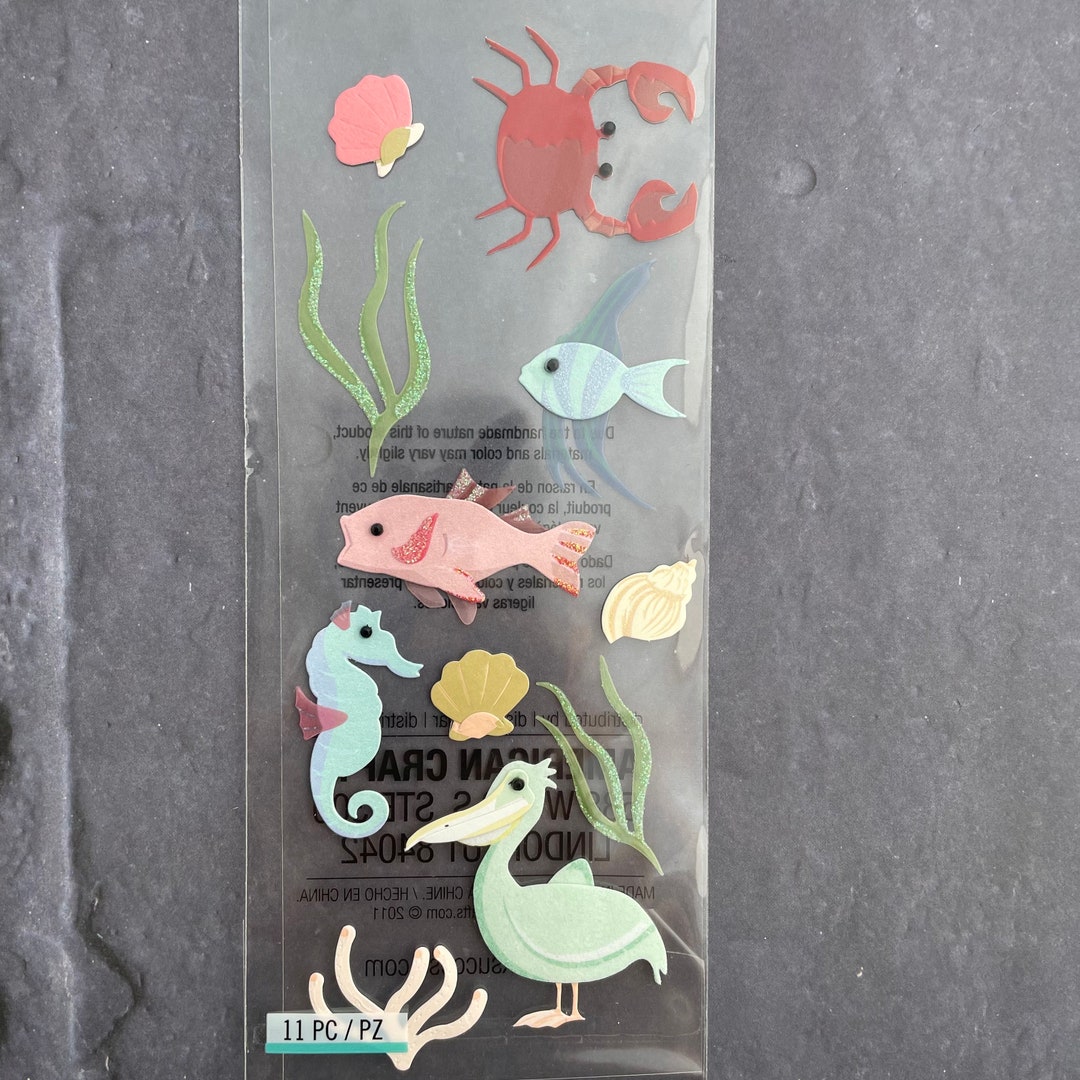 TROPICAL Fish Stickers Seahorse Crab Stork Seaweed Ocean Stickers Paper ...