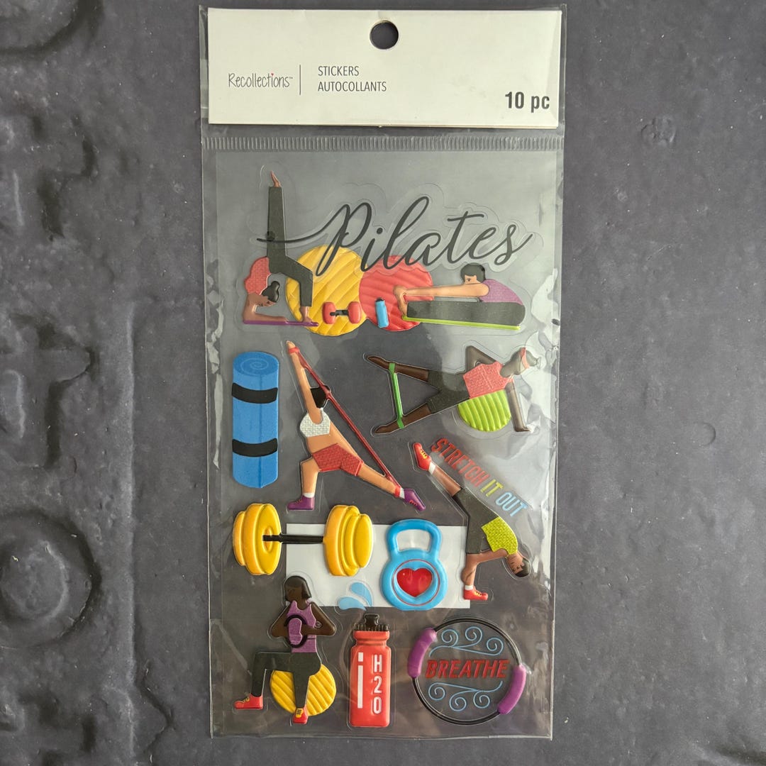 PILATES Sticker | Yoga Mat Barbell Cowbell Stretch | YMCA Gym Exercise ...