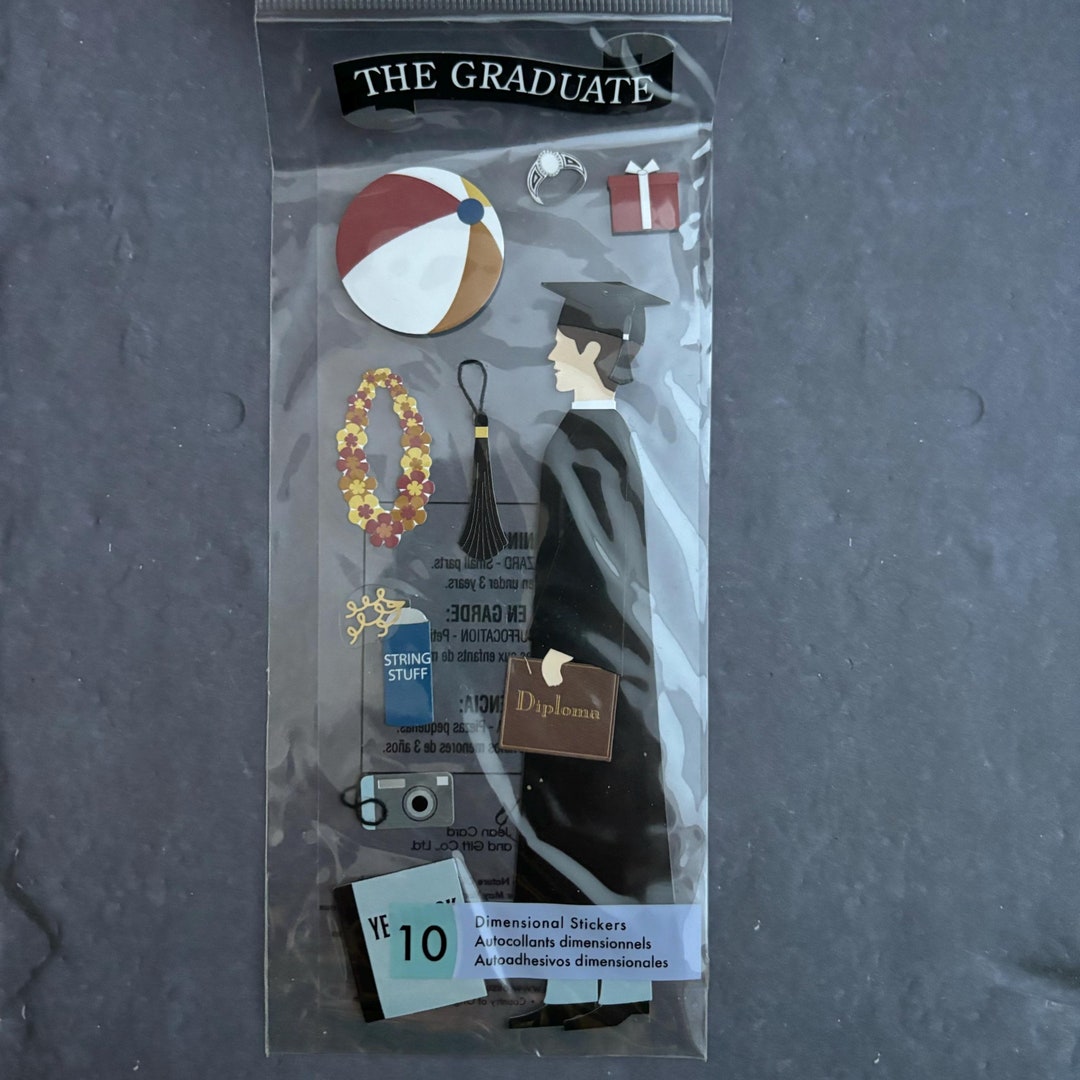 GRADUATE Sticker | Cap & Gown Sticker Ring | Graduation College High ...